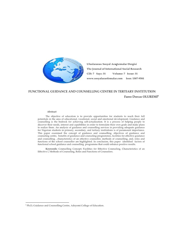 Functions of Guidance and Counselling | PDF | School Counselor ...