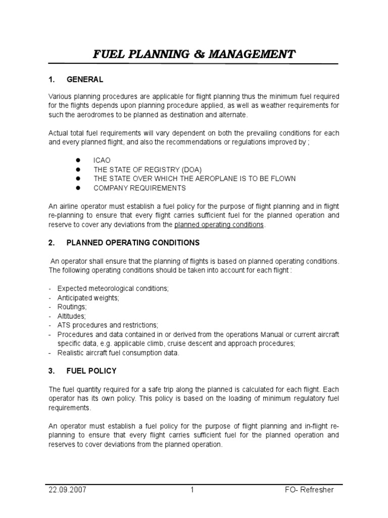 Fuel Planning and Management Guidelines | PDF | Aviation | Transport