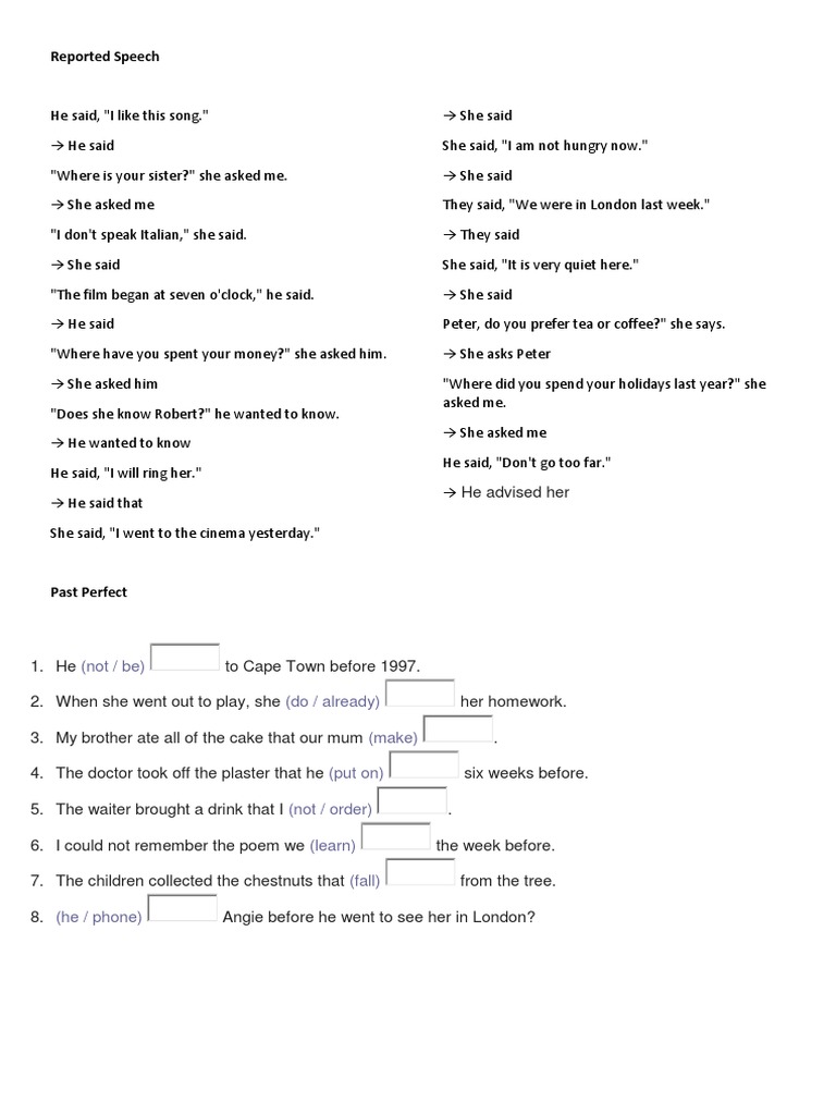 Reported Speech and Conditionals | PDF