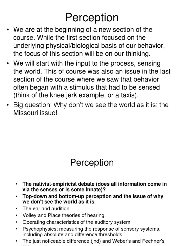 Perception: Top-Down Bottom-Up Processes | PDF | Psychophysics | Perception