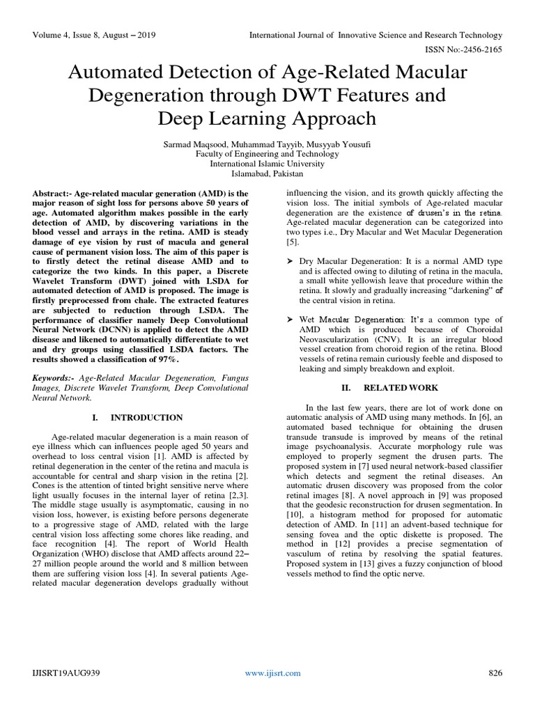 Automated Detection of Age-Related Macular Degeneration Through DWT Features and Deep Learning ...
