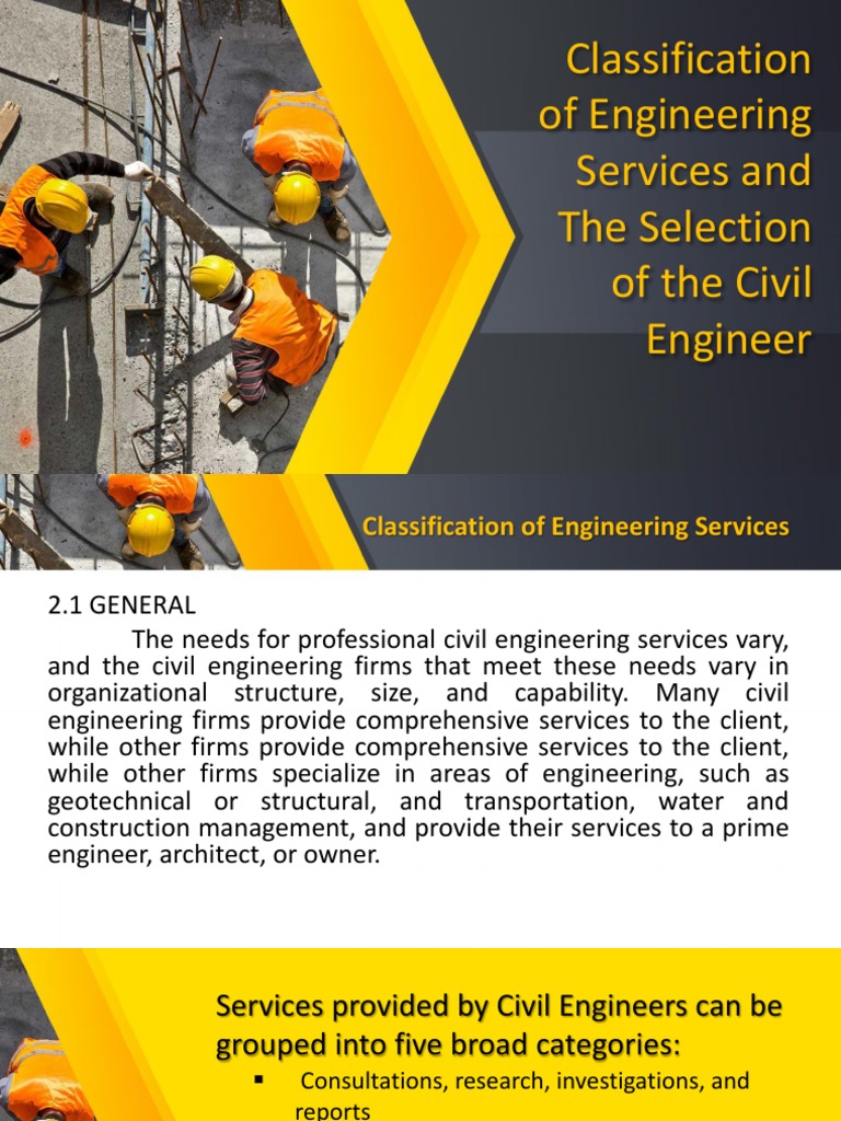 Classification of Engineering Services and The Selection of Civil ...
