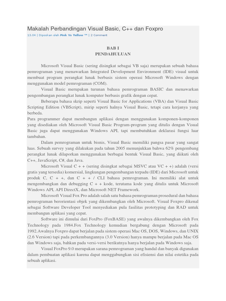 Makalah Perbandingan Visual Basic | PDF