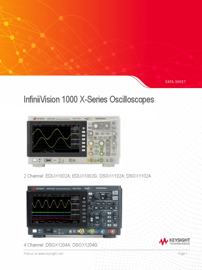 Infiniivision 1000 X-Series Oscilloscopes: 2 Channel: Edux1002A ...
