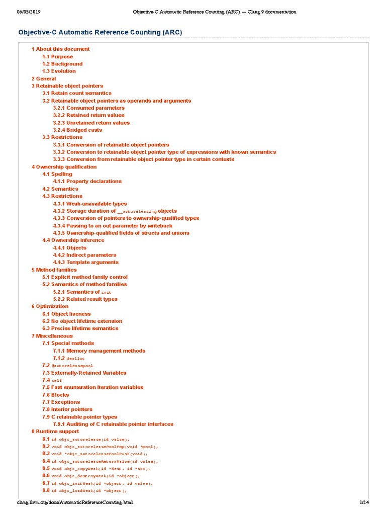 Objective C Automatic Reference Counting (ARC) | PDF | Objective C | Class (Computer Programming)