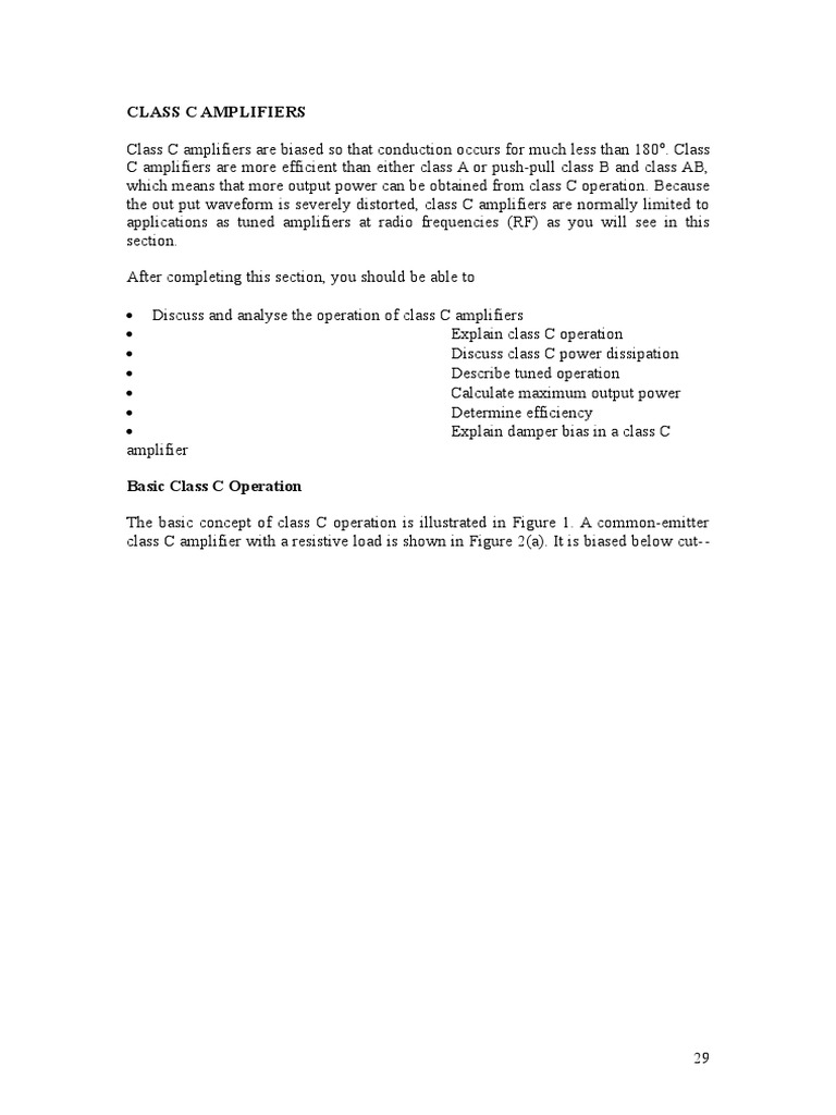 Class C Amplifiers Intro | PDF | Amplifier | Analog Circuits