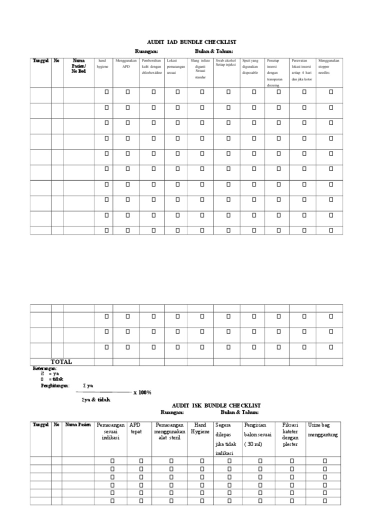 Audit Iad Bundle Checklist Ruangan: Bulan & Tahun | PDF