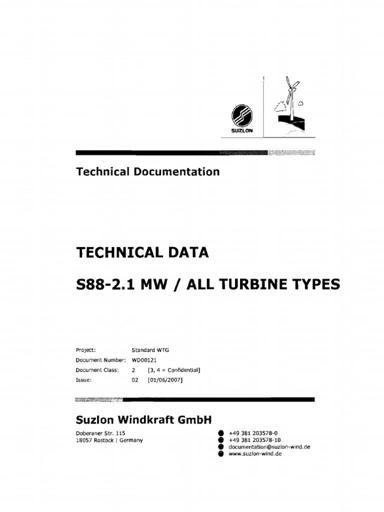 Suzlon S88 WT Manual | PDF | Transformer | Wind Turbine