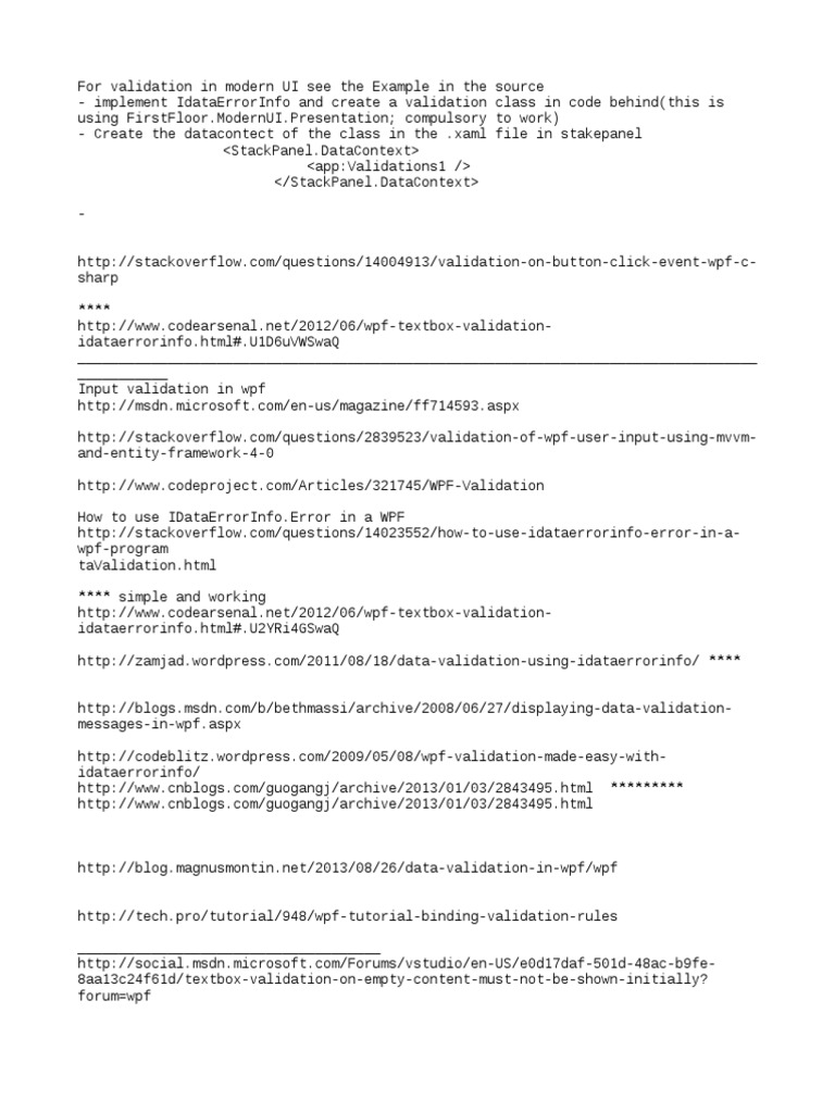 Validation In Wpf Pdf Extensible Application Markup Language Information Technology Management