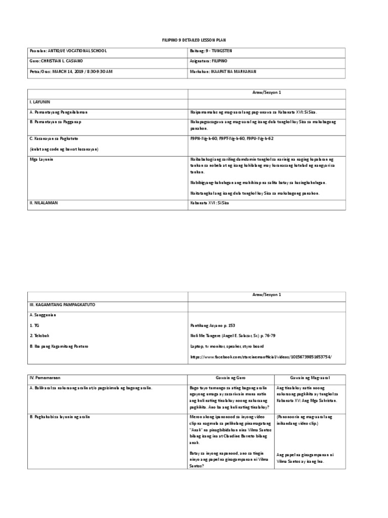 DLL Final Demo (Kabanata XVI - Si Sisa) | PDF