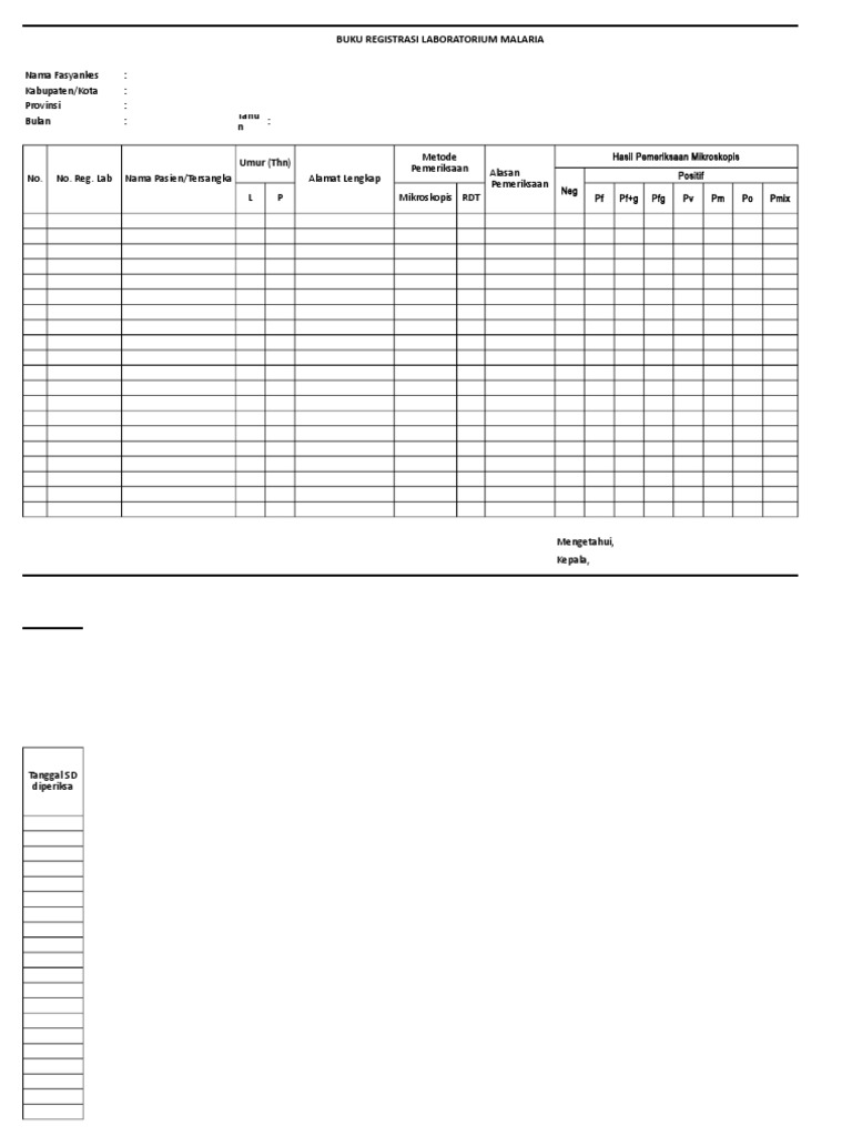Form Lab Malaria | PDF