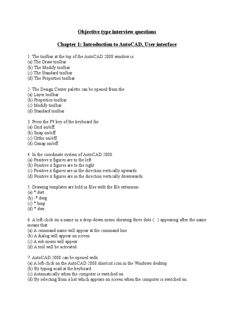 Interview Questions | PDF | Auto Cad | 3 D Computer Graphics