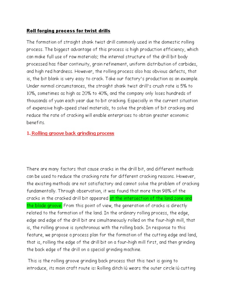 Roll Forging Process Twist Drills | PDF | Rolling (Metalworking ...