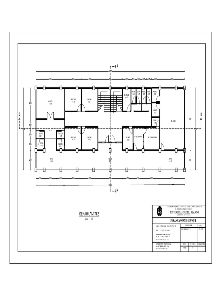 Denah Lantai 2: Perancangan Gedung 1 | PDF
