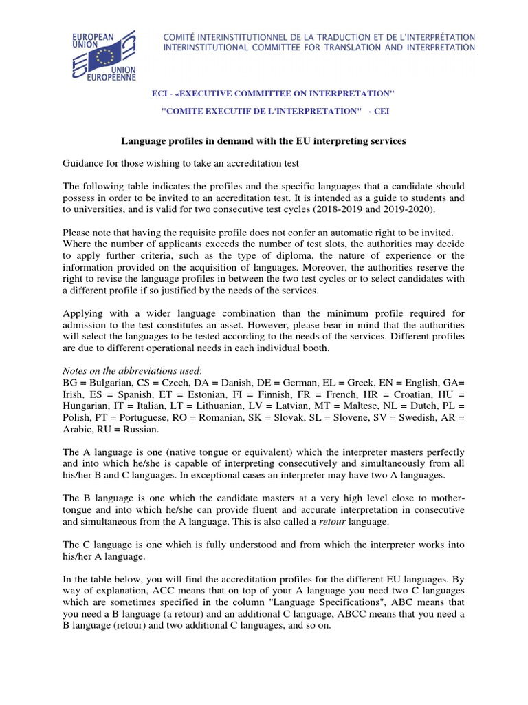Language Profiles in Demand With The EU Interpreting Services ...