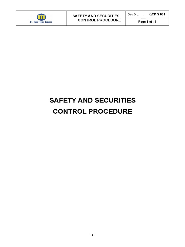 Safety Procedure | Download Free PDF | Occupational Safety And Health ...