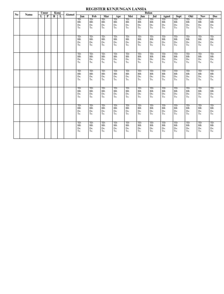 Register Kunjungan Lansia | PDF