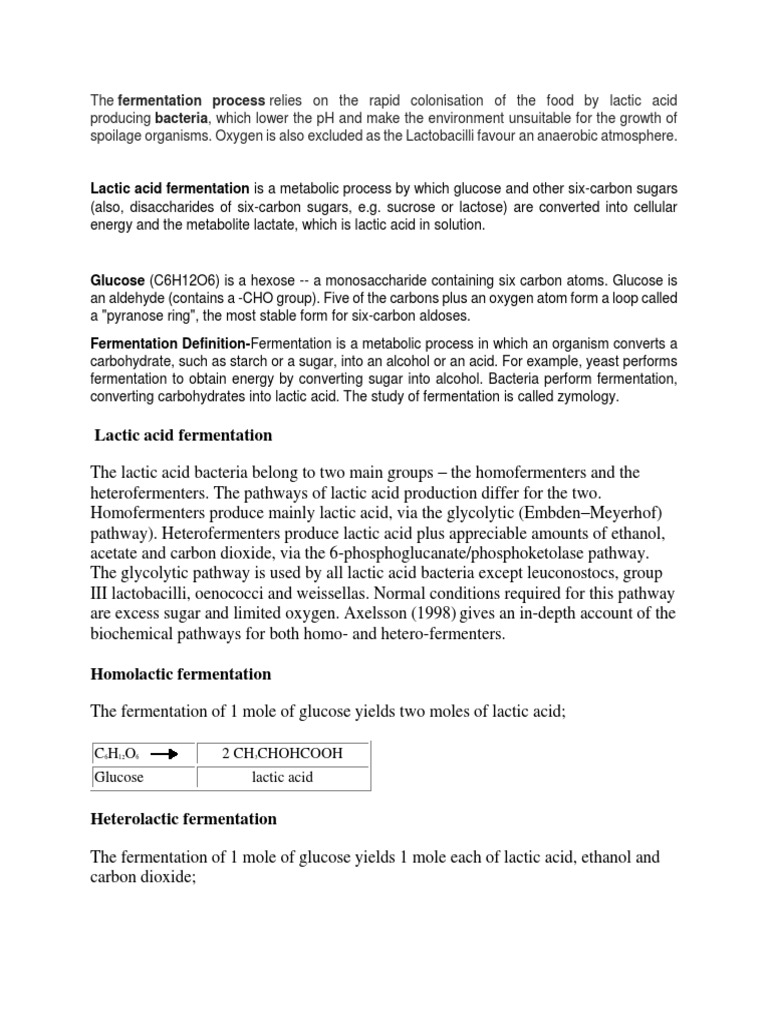 Lactic Acid Fermentation Explained | PDF
