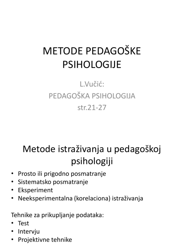 Pedagoska Psihologija | PDF