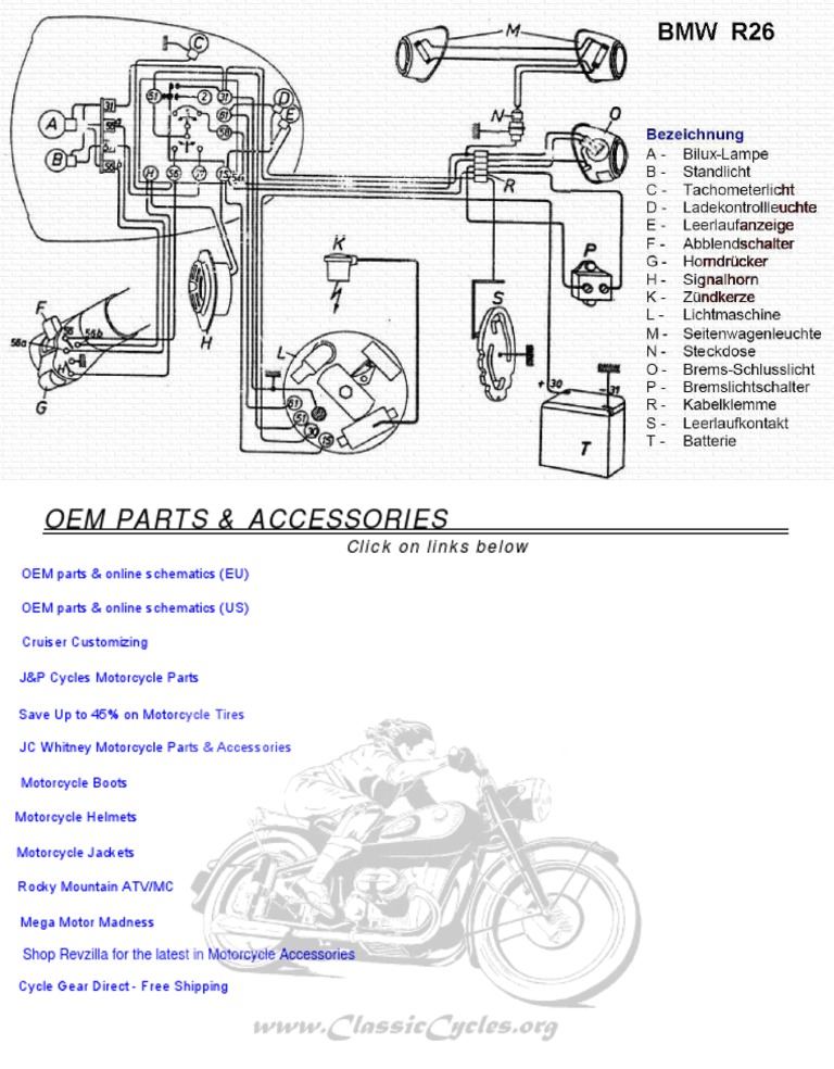 BMW R26 Motorcycle Electrical Wiring Diagram Schematics PDF | PDF