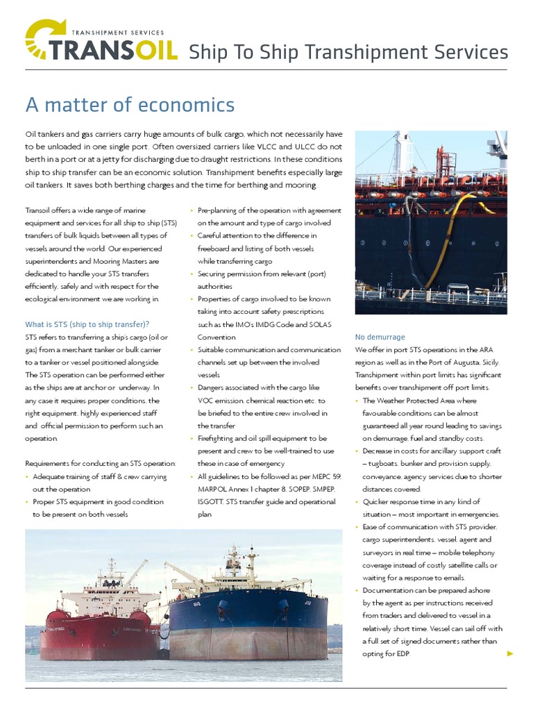 STS Transhipment Services PDF | PDF | Oil Tanker | Ships
