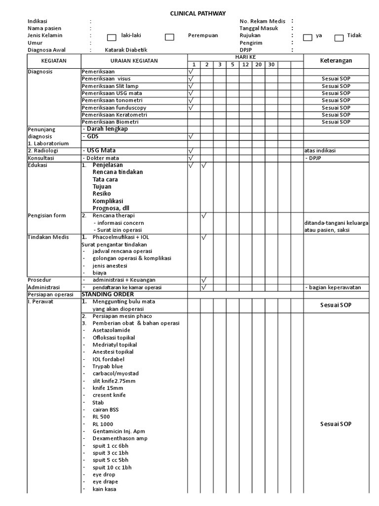 Format Clinical Pathway Katarak Diabetik | PDF