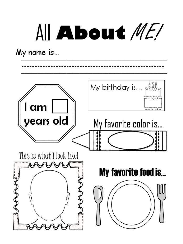 FREEdownload All About Me Ice Breaker Worksheet Kindergarten 1 ST Grade ...