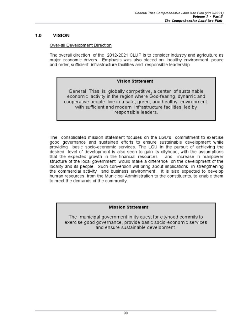 General Trias CLUP 2012-2021 Overview | PDF | Economic Development | Zoning
