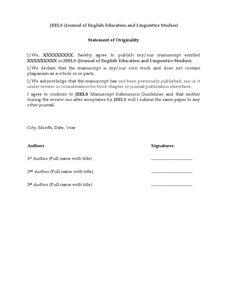 5 Statement of Originality | PDF