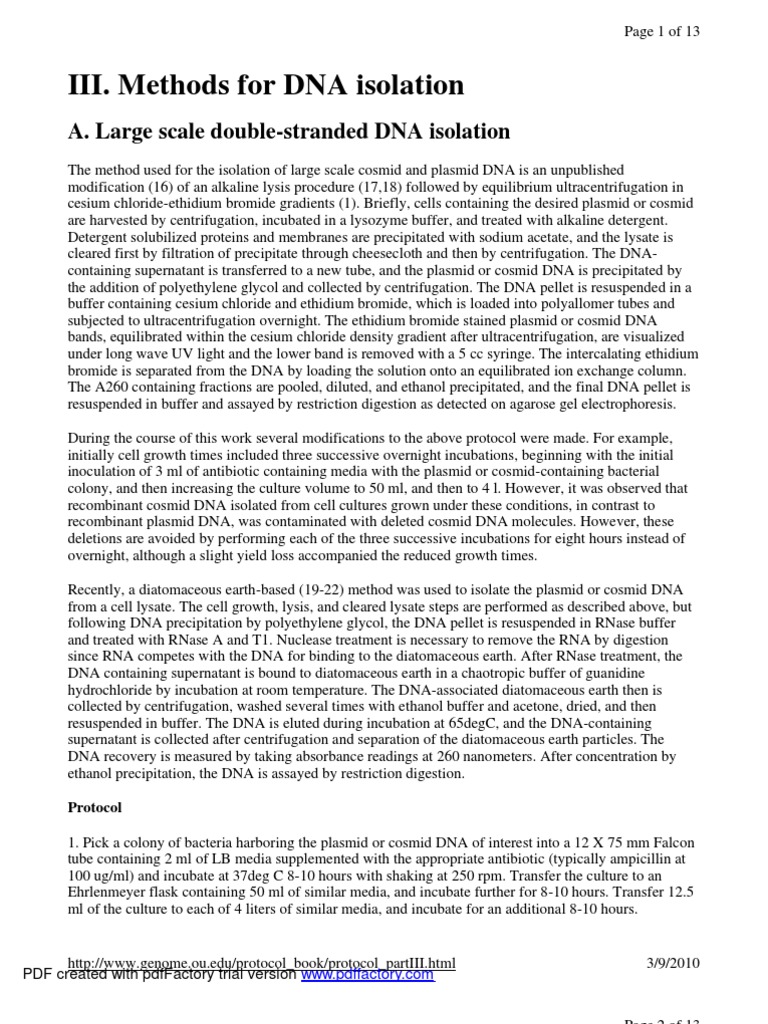 DNA Extraction Protocols | PDF | Gel Electrophoresis | Precipitation ...
