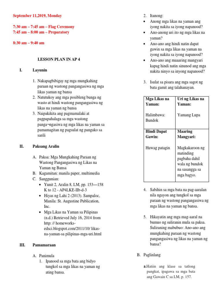 Lesson Plan in AP | PDF