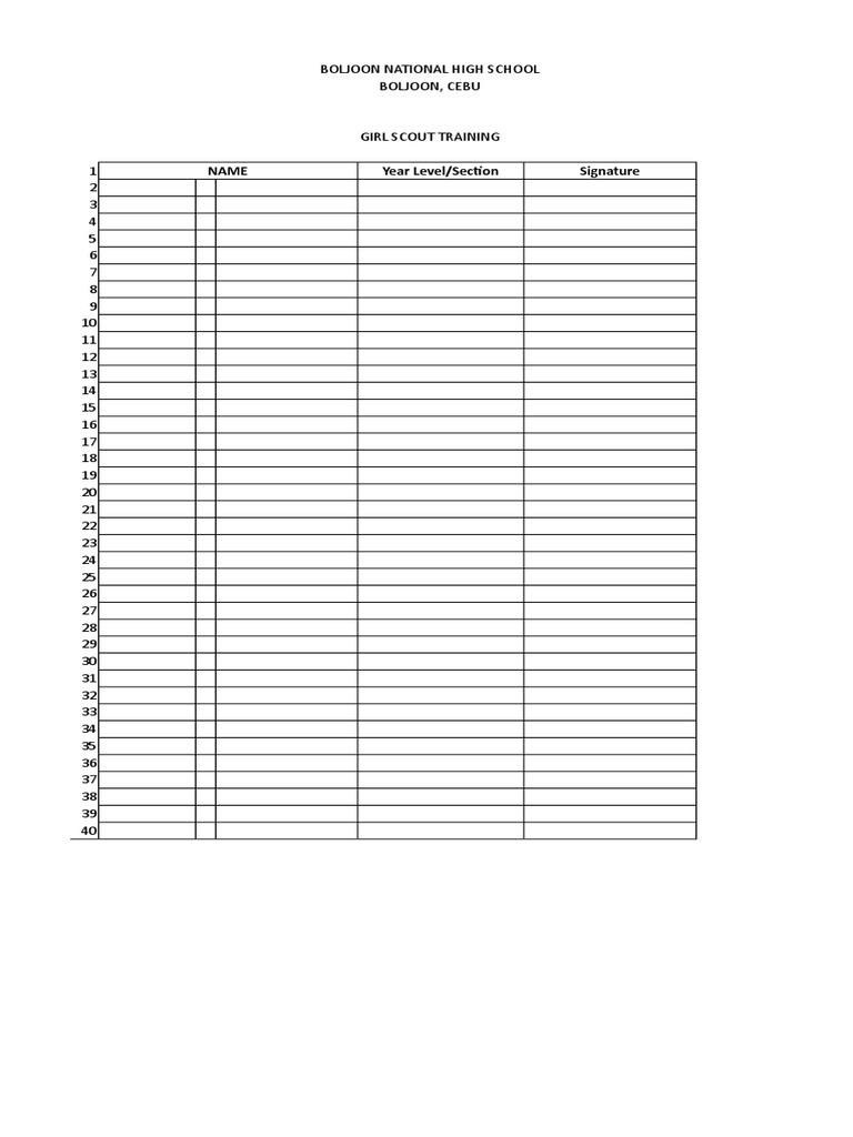 2019-2020 PTA Attendance Sheet | PDF