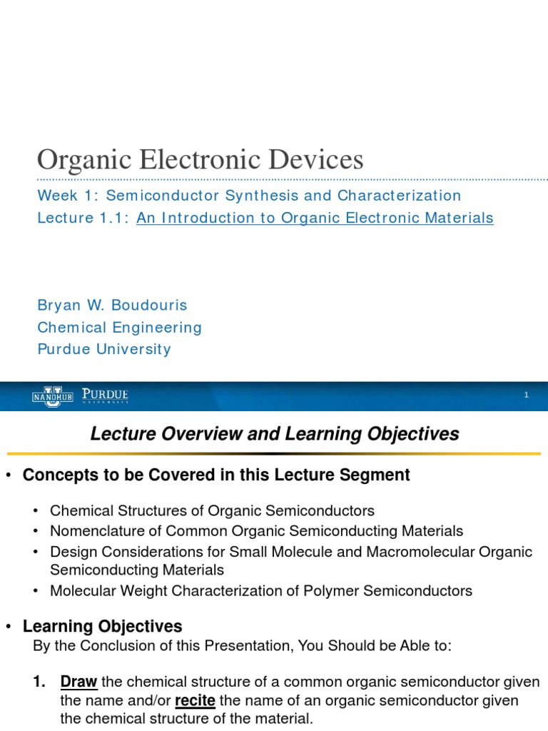 Organic Electronic Devices | PDF | Polymers | Semiconductors