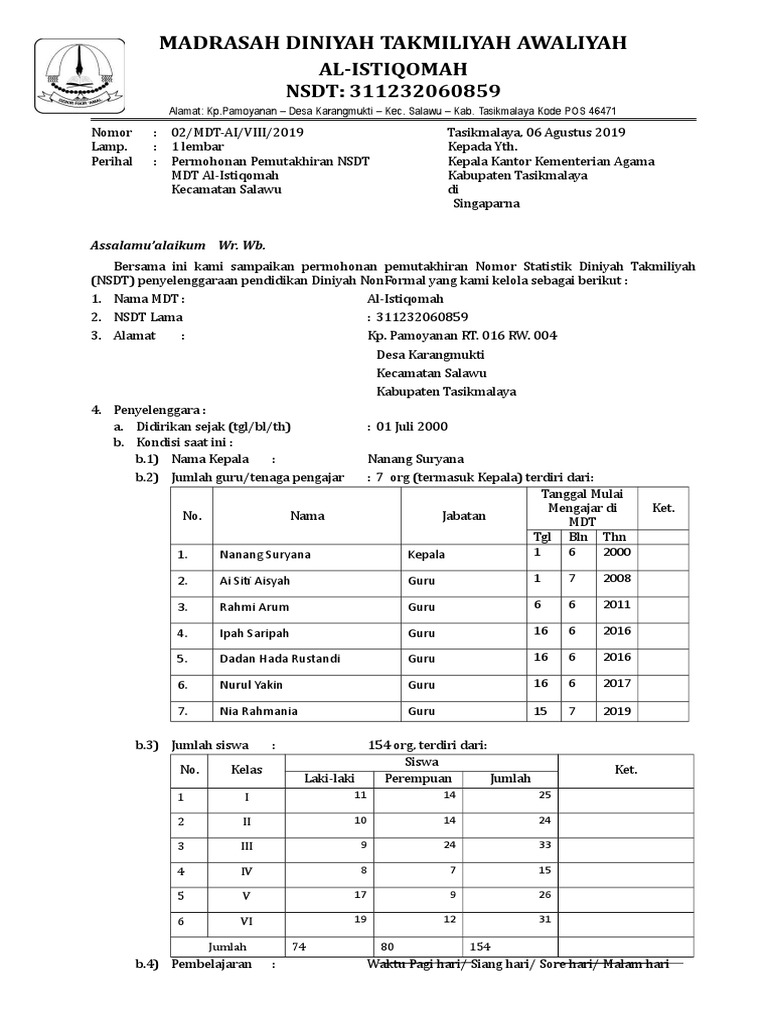 Permohonan Pemutakhiran NSDT | PDF