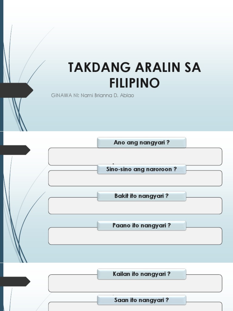 Takdang Aralin Sa Filipino | PDF