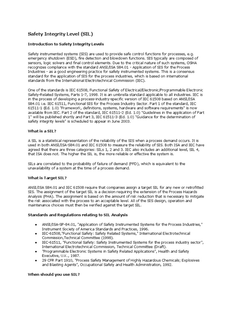 Safety Integrity Level | PDF | Prevention | Safety