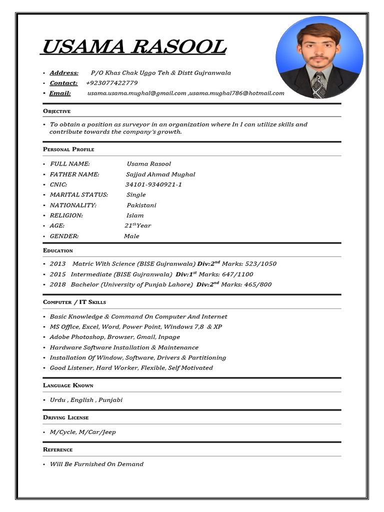 Usama Mughal (CV) Pic | PDF