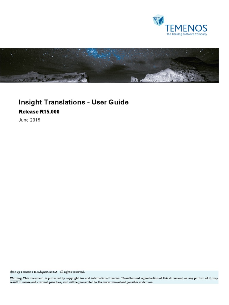 Insight Translations - User Guide: Release R15.000 | PDF | Menu ...
