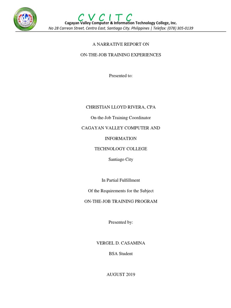 A Narrative Report On On-the-Job Training Program | PDF | Employment ...