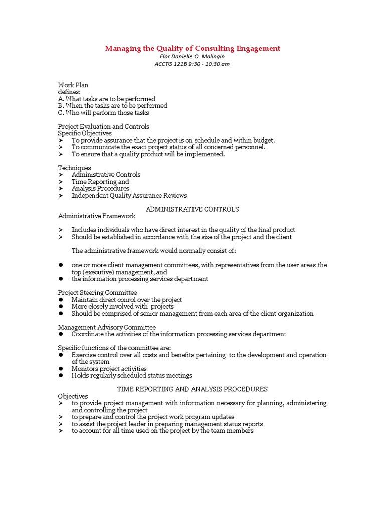 Managing The Quality of Consulting Engagement | PDF | Project Management | Quality Assurance