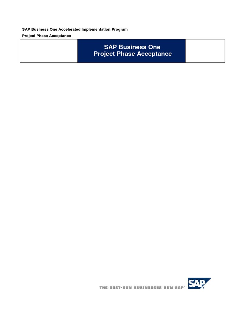 SAP Business One Accelerated Implementation Program Project Phase Acceptance | PDF
