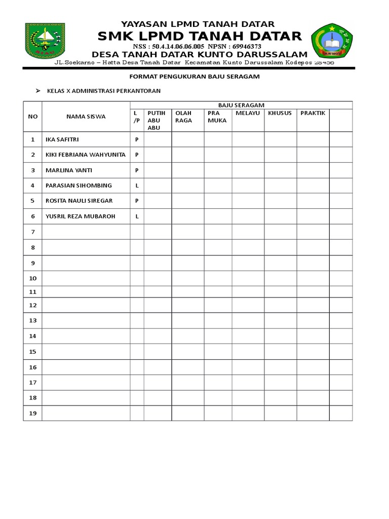 Format Pengambilan Baju | PDF