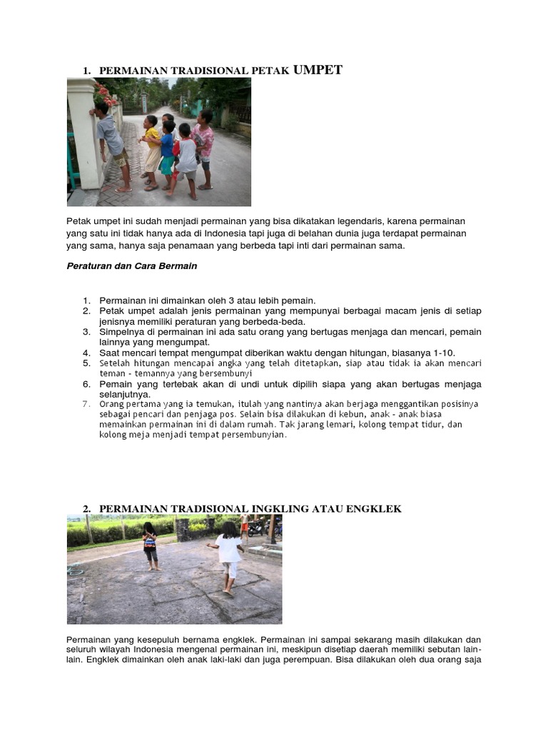 Permainan Tradisional Petak Umpet | PDF