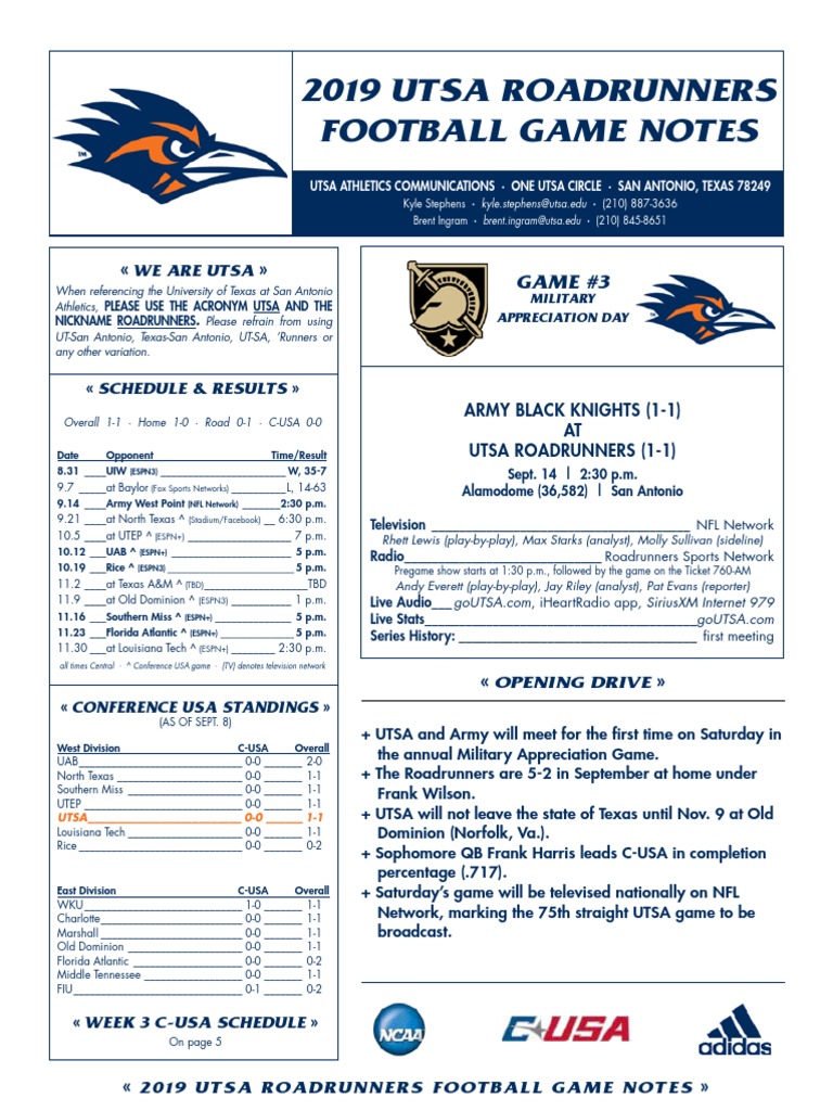 UTSA vs Army: Military Appreciation Game | PDF | Dallas Cowboys ...