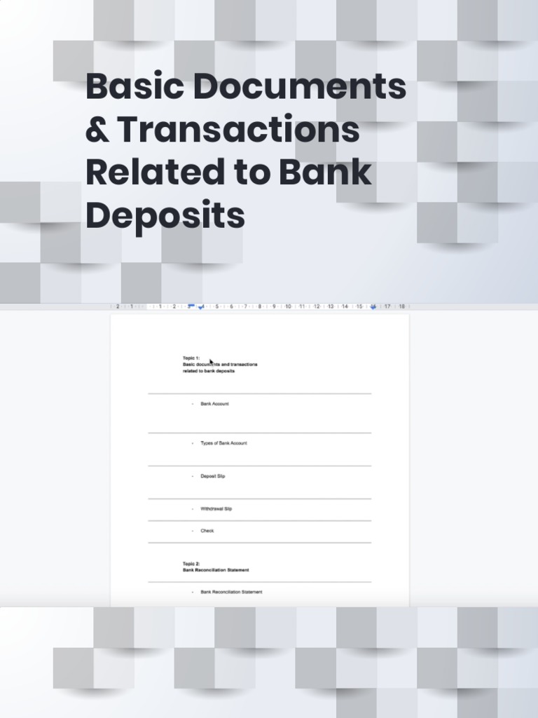 Basic Documents & Transactions Related To Bank Deposits | PDF ...