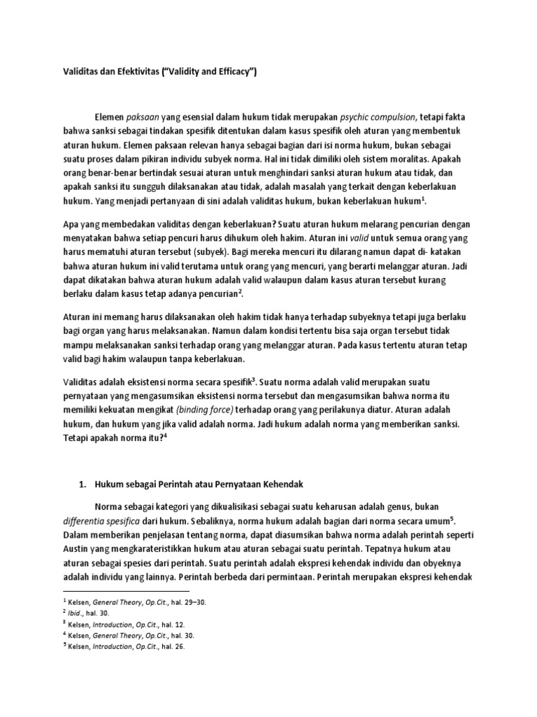 Teori Hukum Hans Kelsen - Validitas Dan Efektivitas | PDF | Politik | Ilmu Sosial
