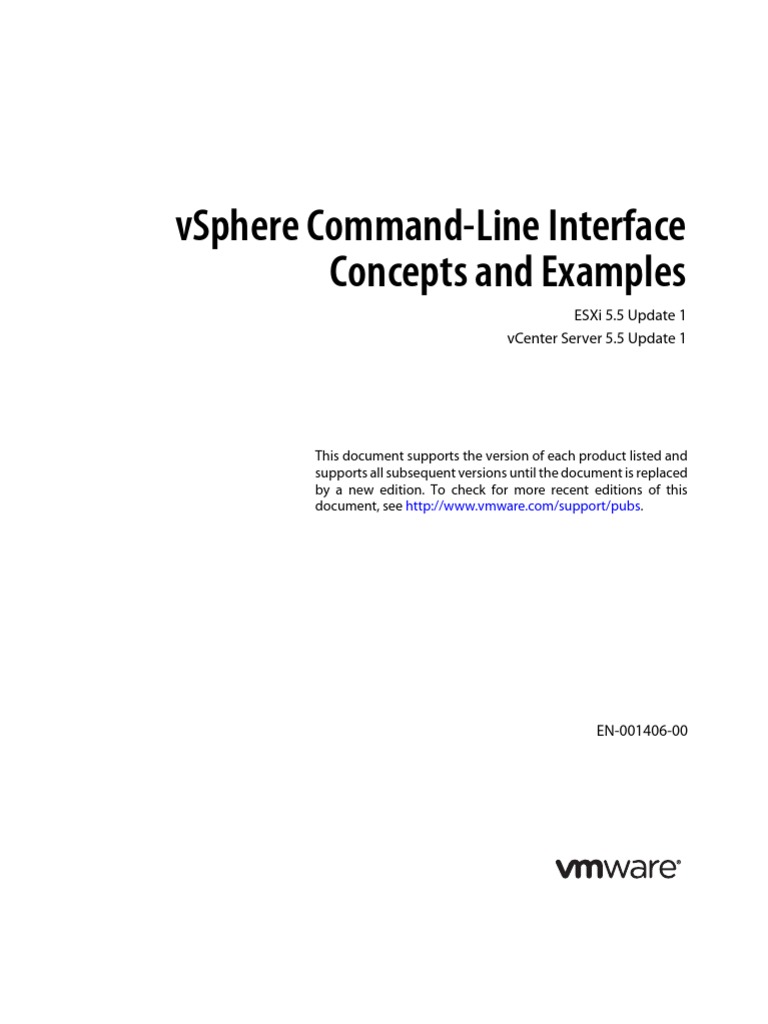 Vsphere Esxi Vcenter Server 55 Command Line Interface Concepts Examples Guide PDF | PDF ...