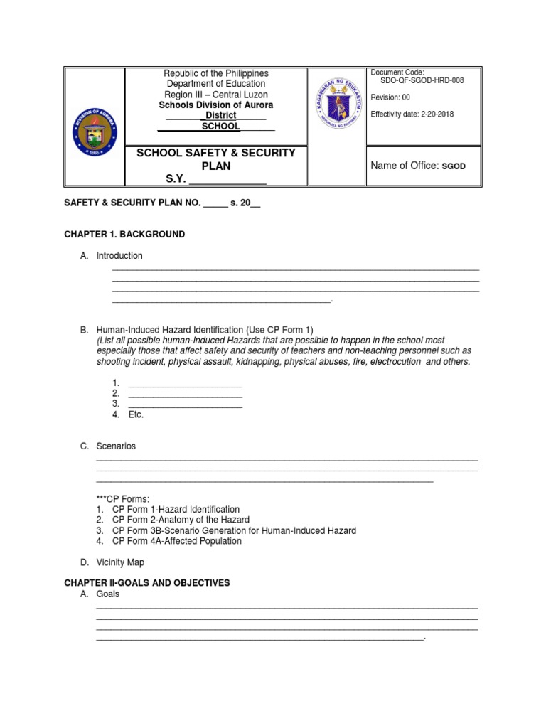 School Safety & Security Plan S.Y. | PDF | Government
