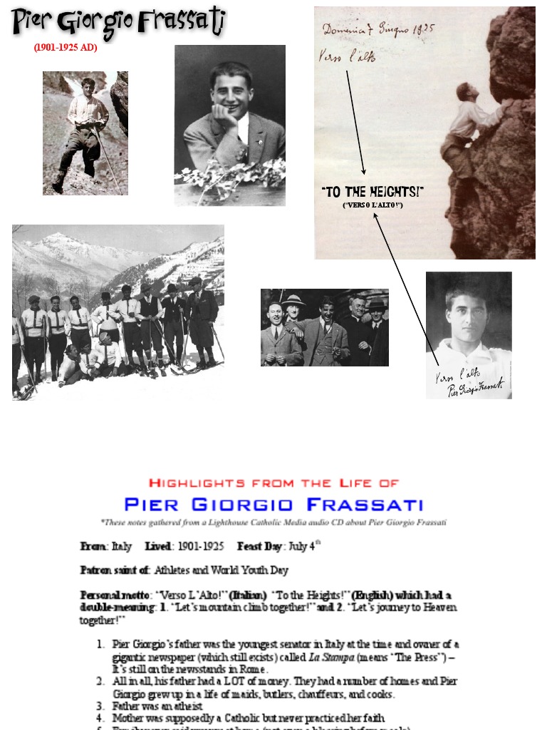 Highlights From The Life of Pier Giorgio Frassati | PDF | Eucharist ...