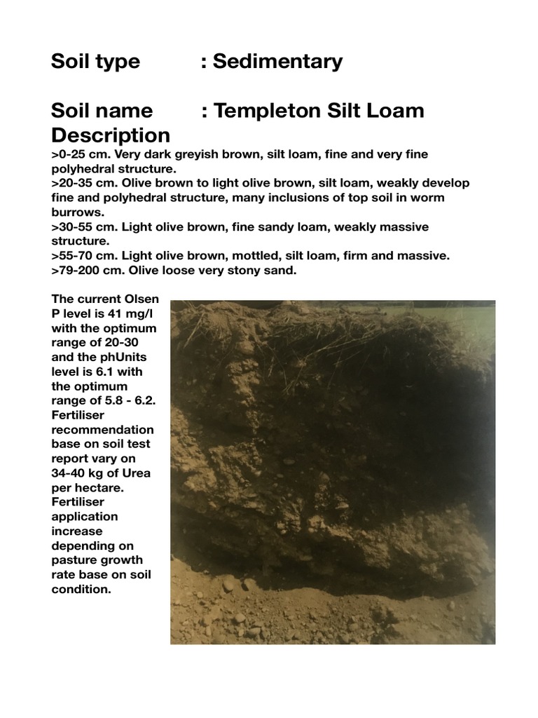 Soil Type: Sedimentary Soil Name: Templeton Silt Loam Description | PDF